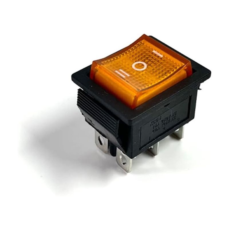 KCD4,Rocker Switch,16A,250VAC,6PIN,YELLOW,ON-OFF