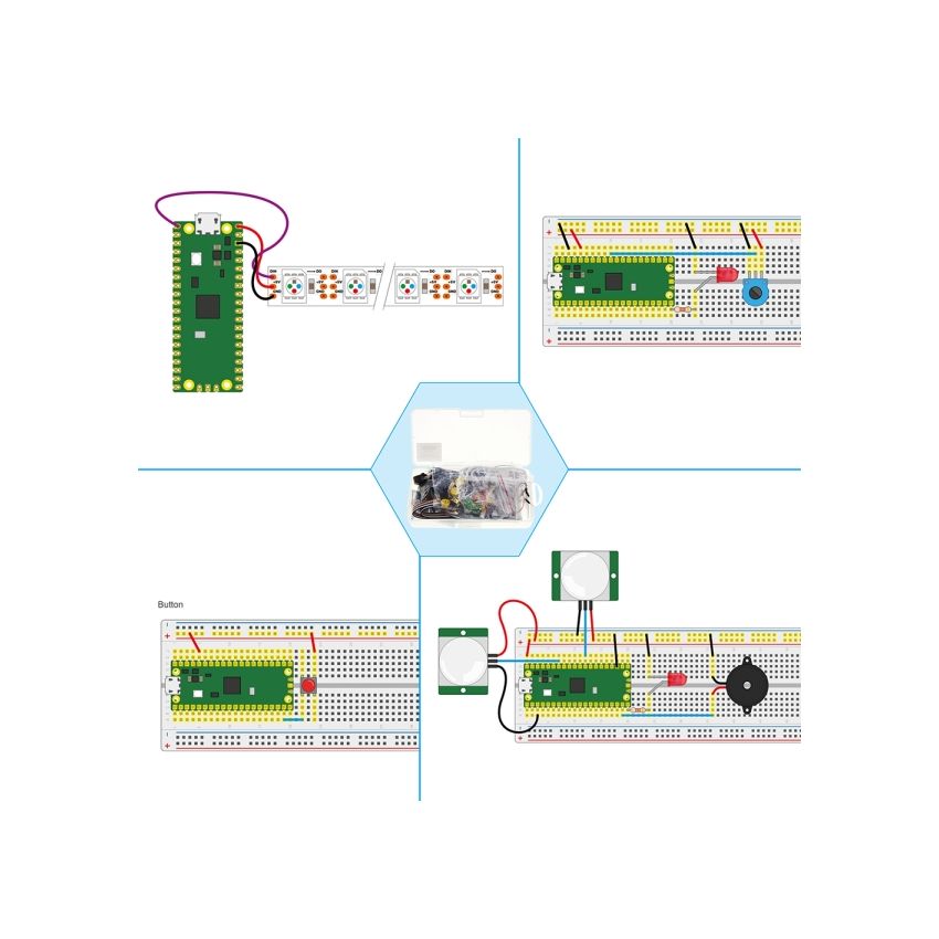 Pico Starter Kit for Raspberry Pi with 25 Detailed Lessons and Comprehensive Modules for STEM ...